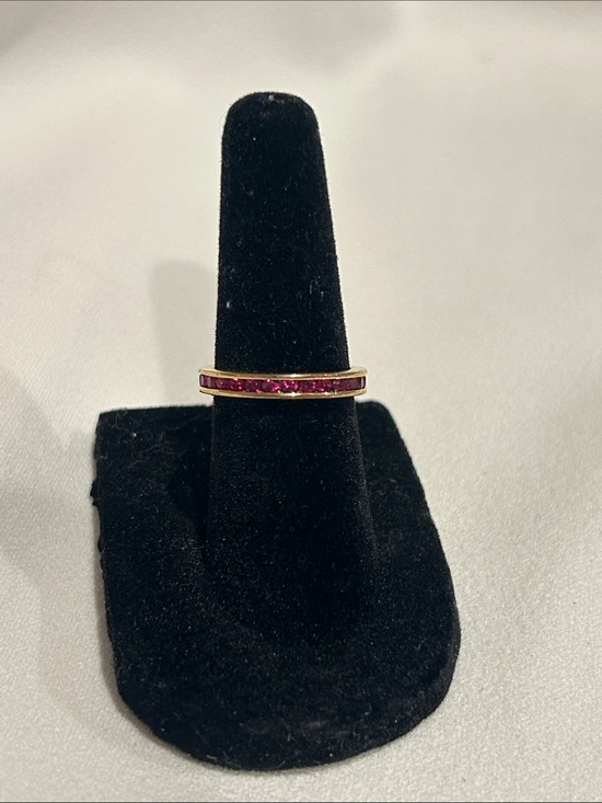 Jewelry | Classic Gold Band Ring With Pink Channelset Stones | Poshmark